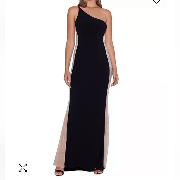 Xscape | Dresses | Beaded Colorblocked Oneshoulder Gown | Poshmark